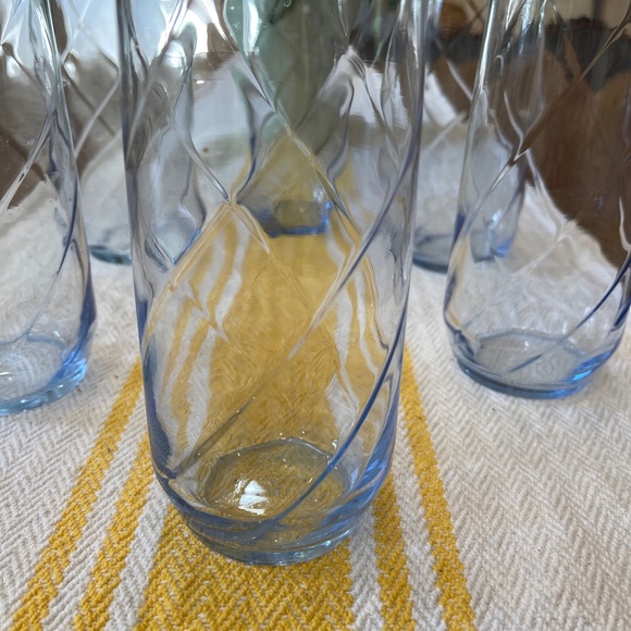 Libby | Dining | Vintage Libby Glassware Ice Blue Optic Swirl Set Of ...